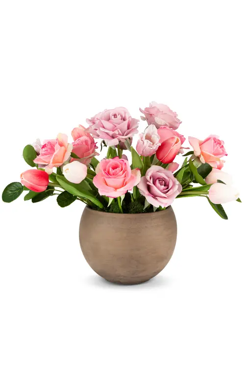 COCOBELLA Harlow Realtouch Rose And Tulip Arrangement - Pink