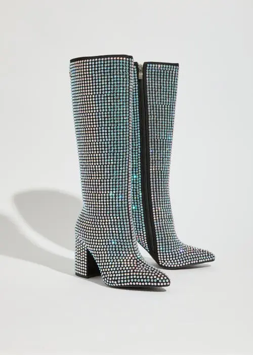 SPARKL Rhinestone-embellished Milan Boots - Black