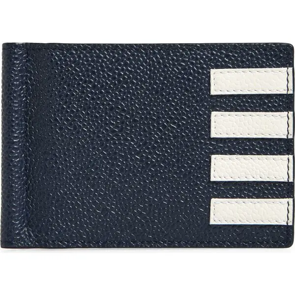 Thom Browne 4-bar Leather Bifold Wallet - Navy