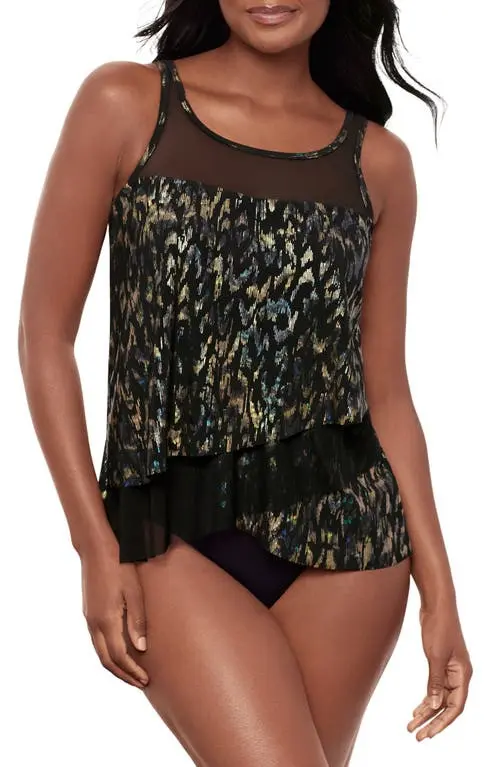 MIRACLESUIT® Sparkle Plenty Mirage Tankini Top - Black Multi