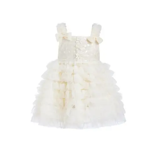TULLEEN Bow Tiered Tulle Dress - Ivory
