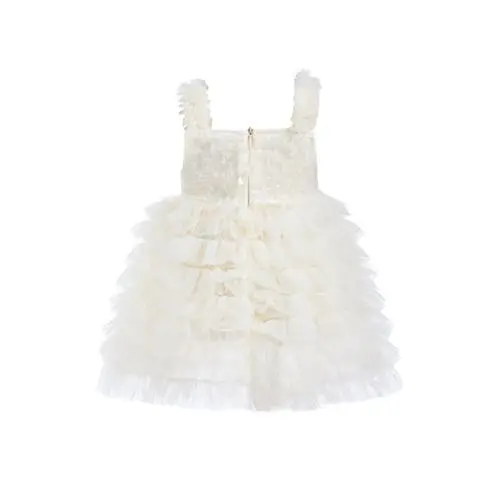 TULLEEN Bow Tiered Tulle Dress - Ivory