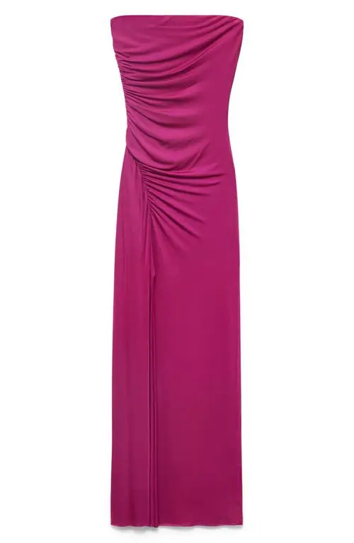 Mango Draped Strapless Dress