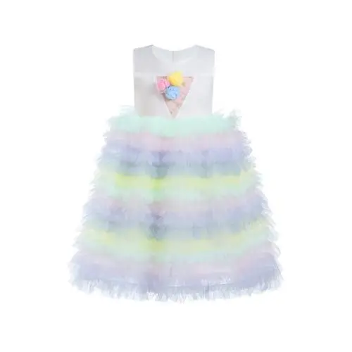 MIMI TUTU Ruffle Tiered Pom Dress