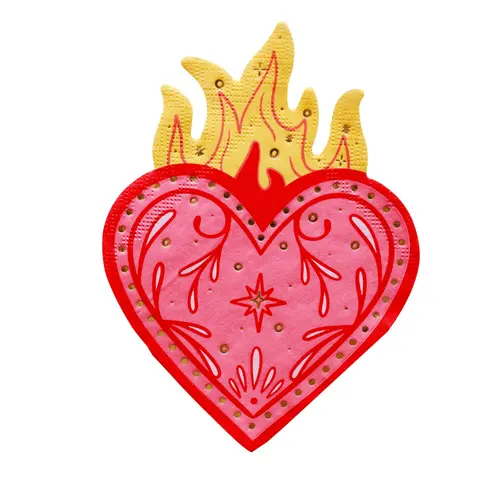 JOLLITY & CO Queens Flaming Hearts Large Napkins - Assorted Pre-pack