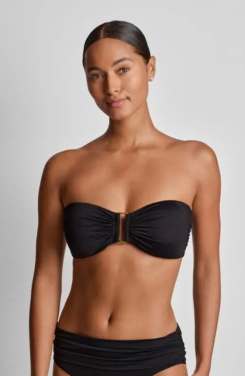 Ralph Lauren Solid Metal Accent Bandeau Bikini Top