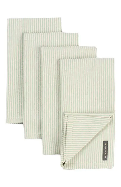 MEEMA Cloth Napkinsset Of 4pinstriped - Sage Green