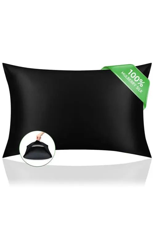 SILKSILKY 22momme 100% Mulberry Silk Envelope Pillowcase - Black