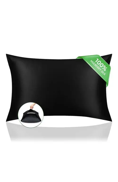 SILKSILKY 22momme 100% Mulberry Silk Envelope Pillowcase - Black