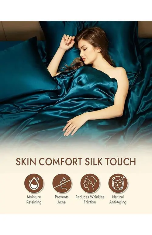 SILKSILKY 22momme 100% Mulberry Silk Envelope Pillowcase - Teal
