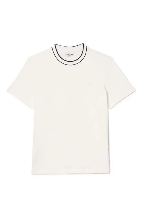 Lacoste Regular Fit Tipped Piqué Crewneck T-shirt - Flour