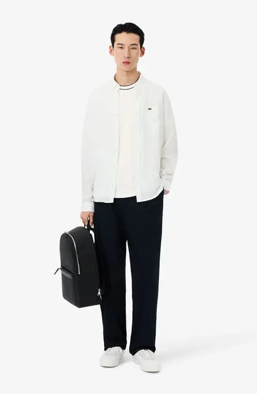 Lacoste Regular Fit Tipped Piqué Crewneck T-shirt - Flour