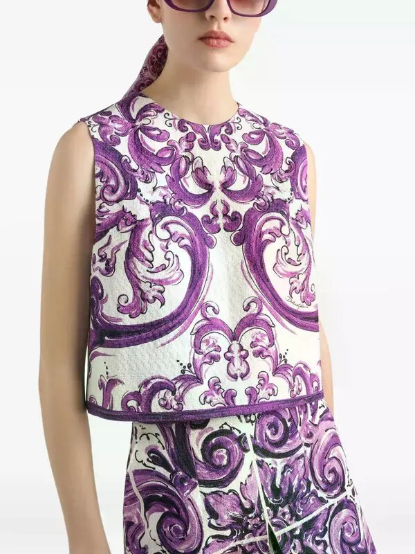 Dolce & Gabbana Majolica-print Top - White