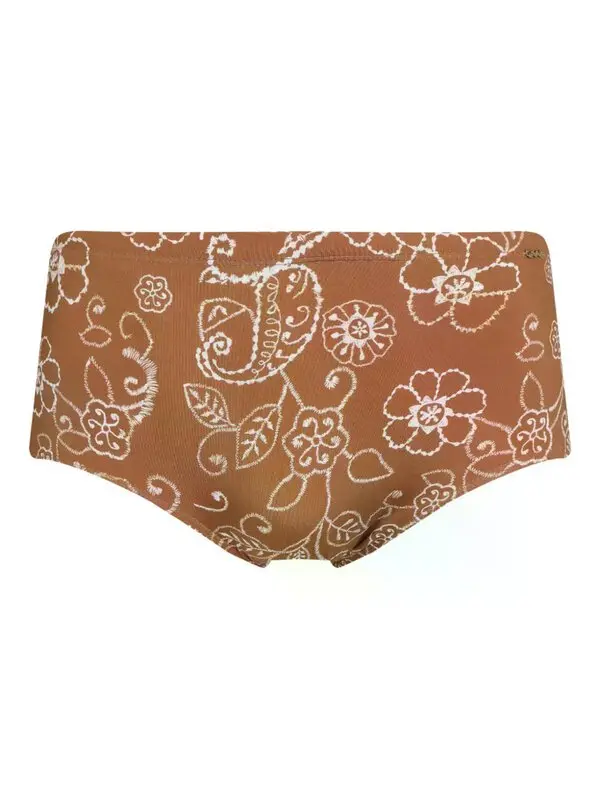 AMIR SLAMA Floral-print Swim Trunks - Brown