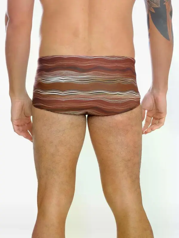 AMIR SLAMA Abstract Wave-print Swim Trunks