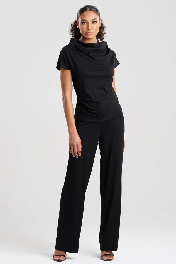 Natori Crepe Knit Drape Top