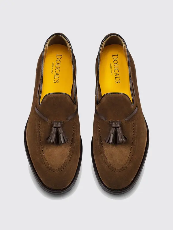 DOUCAL'S Suede Loafers With Tassels - Brown