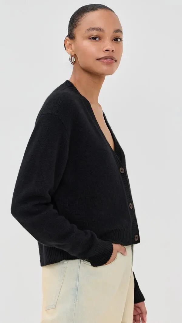 THE ELDER STATESMAN Boxy Cashmere Cardigan - Black