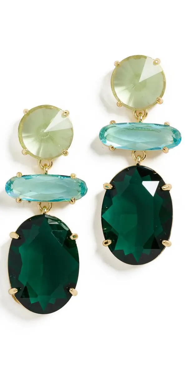 KENNETH JAY LANE Drop Post Earrings - Gold/peridot/aqua/emerald