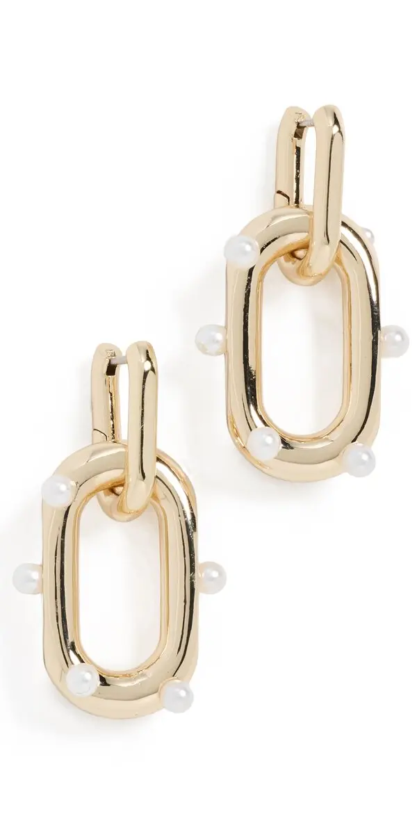 KENNETH JAY LANE Doorknocker Earrings - Gold/pearl