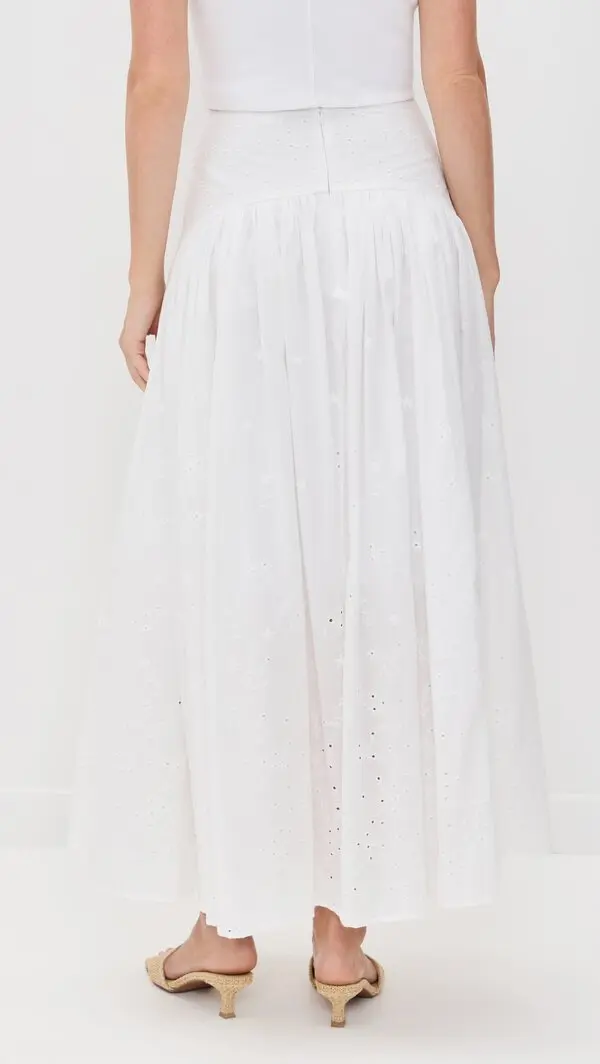 Staud Floral Eyelet Procida Skirt - White Eyelet