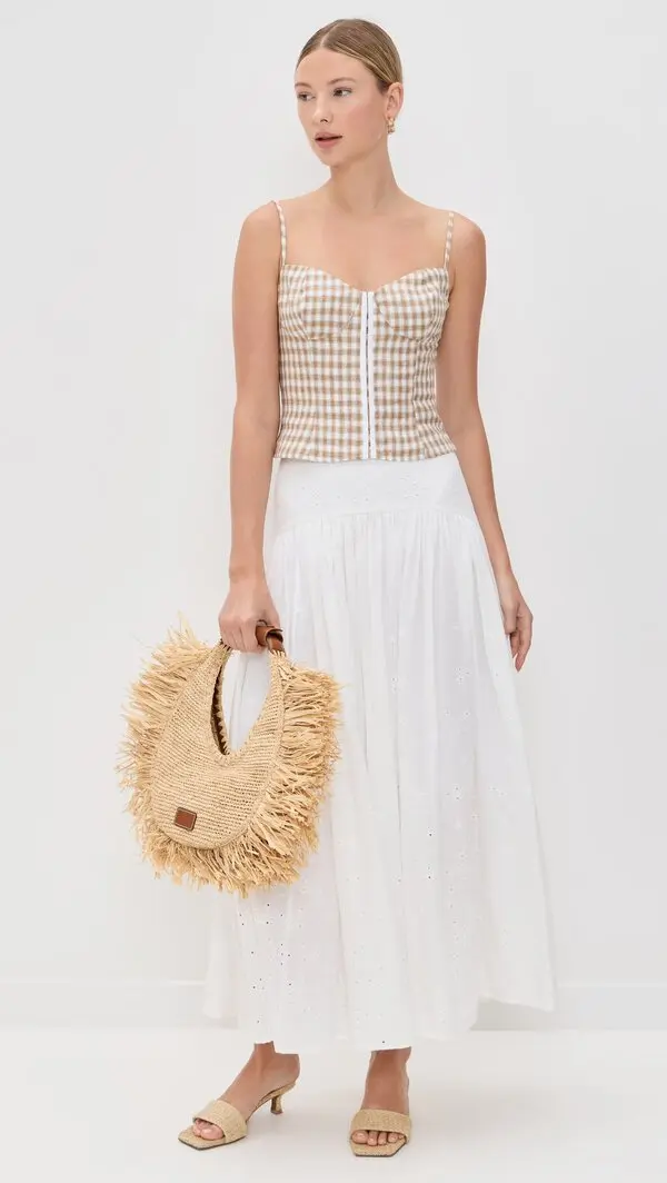Staud Floral Eyelet Procida Skirt - White Eyelet