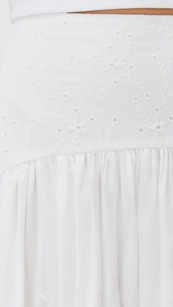 Staud Floral Eyelet Procida Skirt - White Eyelet