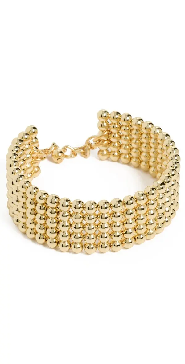 KENNETH JAY LANE Soldered Balls Open Bracelet - Polished Gold