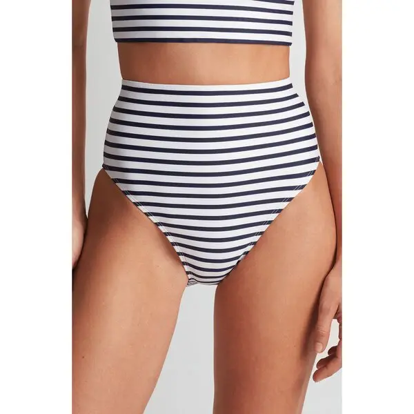 Ralph Lauren Modern High Waist Bikini Bottom - Navy White