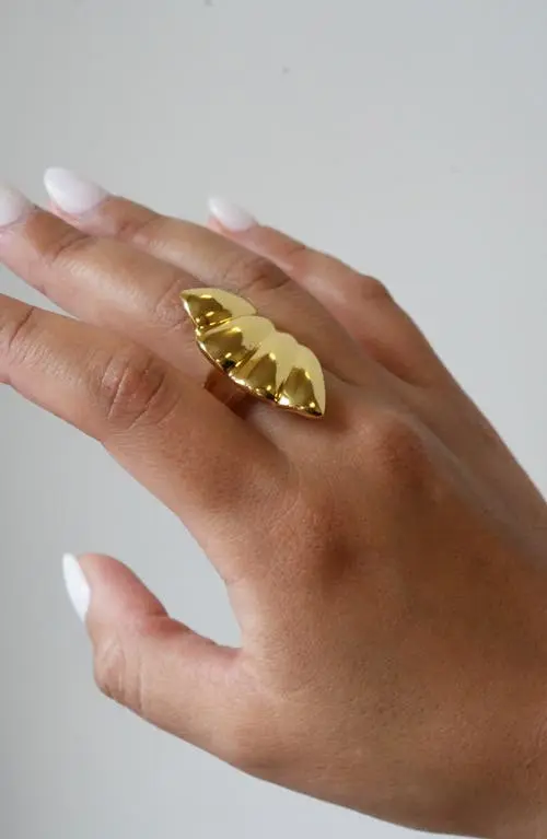 Argento Vivo Flared Rib Ring - Gold