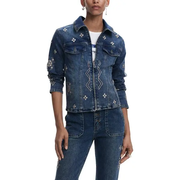 Desigual Zip Denim Trucker Jacket