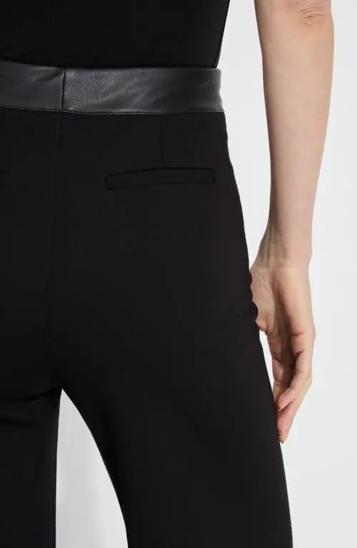 Lyssé Faux Leather Trim Ponte Wide Leg Pants