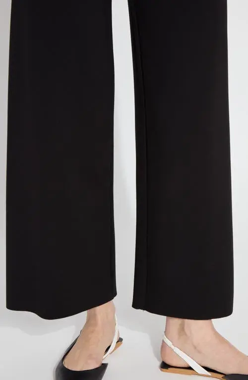 Lyssé Faux Leather Trim Ponte Wide Leg Pants