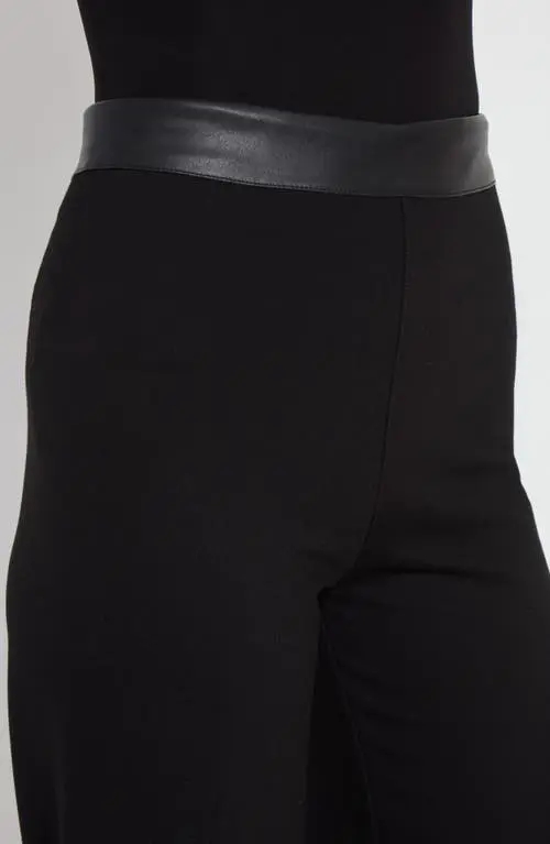 Lyssé Faux Leather Trim Ponte Wide Leg Pants