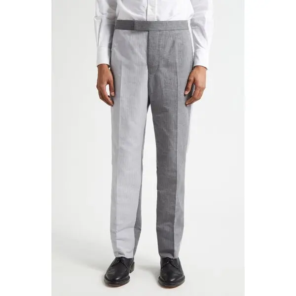 Thom Browne Stripe Colorblock Linen & Cotton Pants