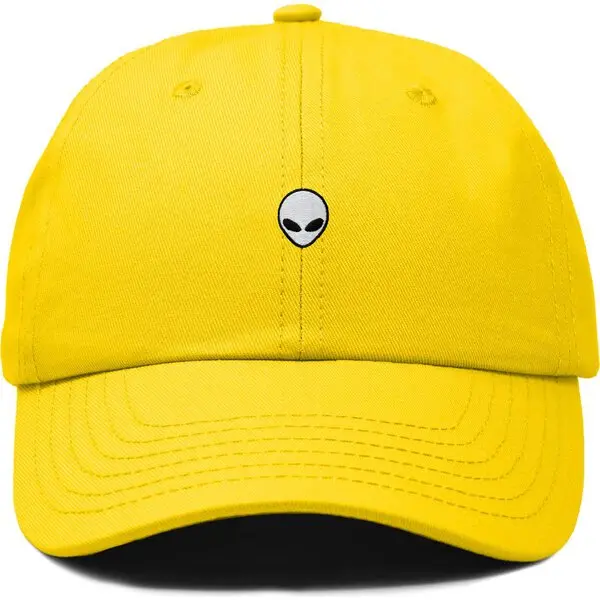 DALIX Cotton Baseball Cap With Embroidered Alien Design - Gold
