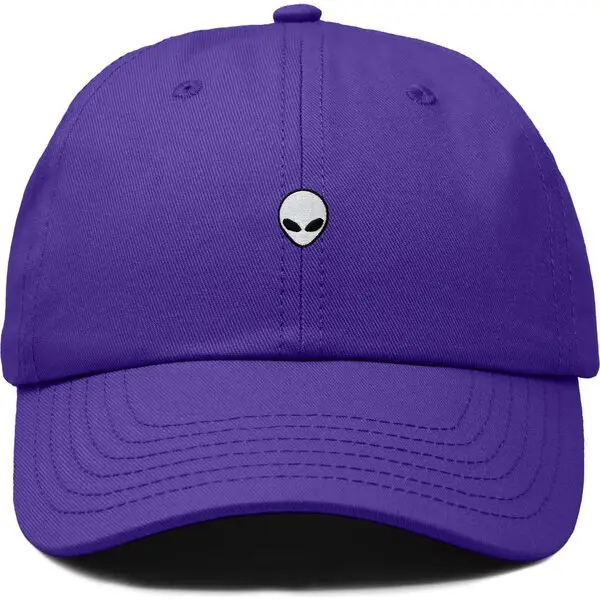 DALIX Cotton Baseball Cap With Embroidered Alien Design - Purple