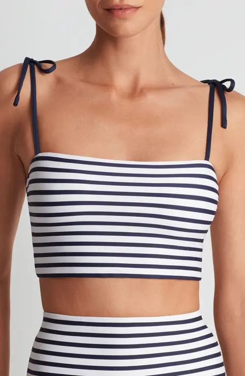 Ralph Lauren Tie Strap Crop Bikini Top - Navy White