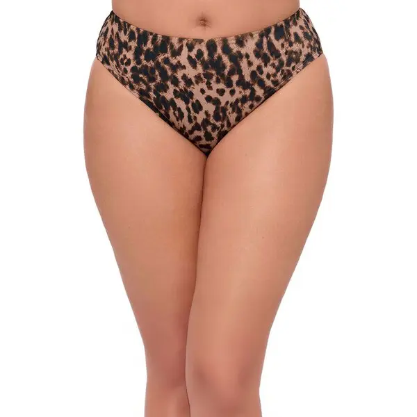 S3 APPAREL Smoothing And Sculpting Mid-rise Bikini Bottoms - Dolce Leopard
