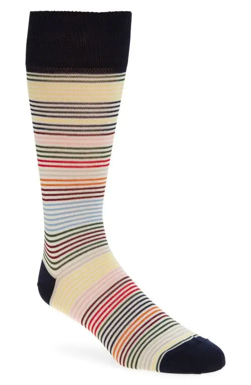 Paul Smith Stripe Cotton-blend Dress Socks - Beige Multi