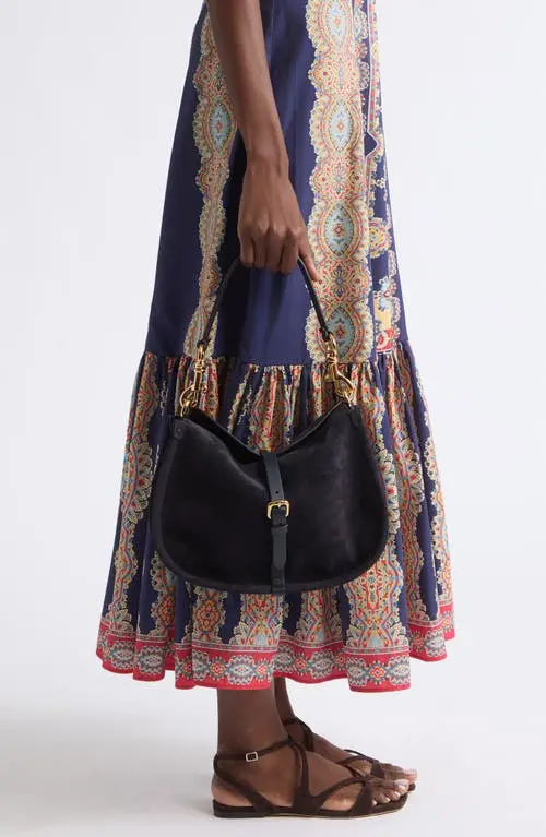Etro Belted Suede Hobo Bag - Blue
