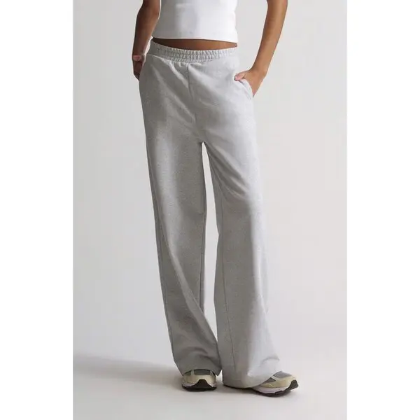 Brooklyn Industries Wide Leg Sweatpants - Light Grey Melange