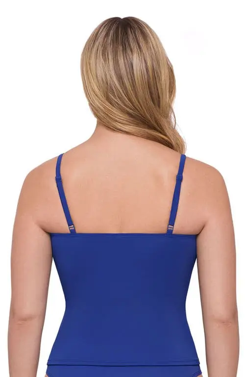 S3 Shirred-front Tankini Swimsuit Top - Indigo