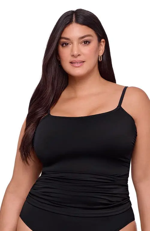 S3 Shirred Front Tankini Top - Onyx Black