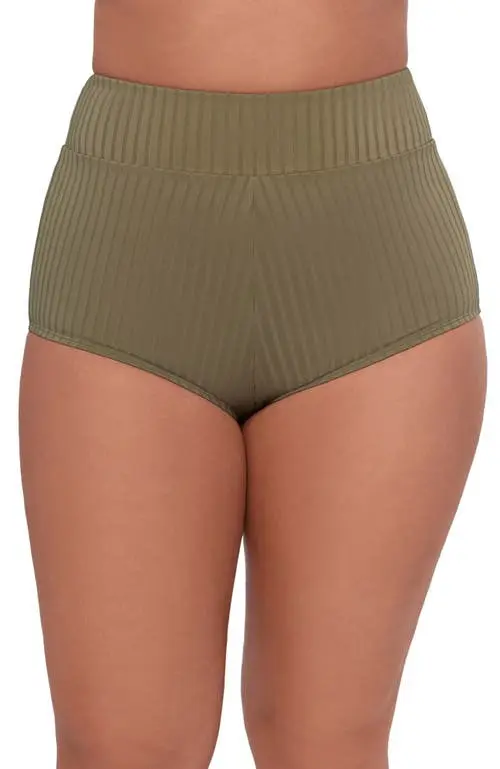 S3 Ribbed High-waisted Swim Short - Eucalyptus