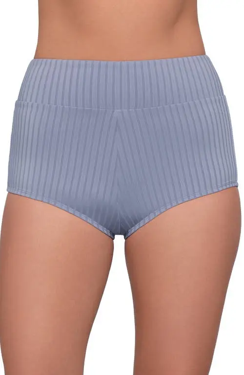 S3 APPAREL Ribbed High-waisted Swim Short - Iris