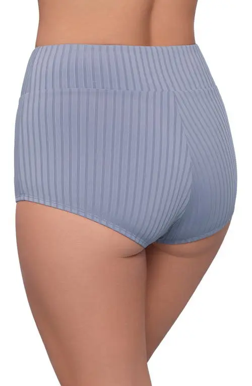 S3 Smoothing Sculpting Ribbed High-waist Swim Shorts - Iris