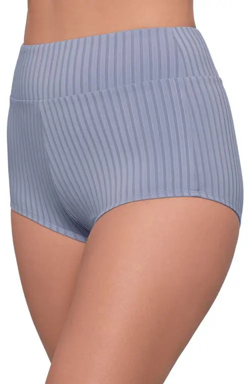 S3 Smoothing Sculpting Ribbed High-waist Swim Shorts - Iris