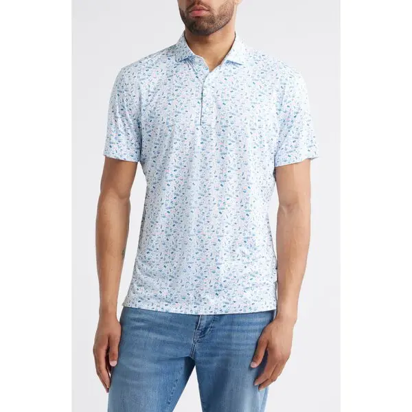 Johnnie-o Jo Merica Icon Print Featherweight Performance Polo - Barracuda