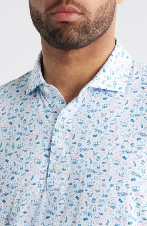 Johnnie-o Jo Merica Icon Print Featherweight Performance Polo - Barracuda